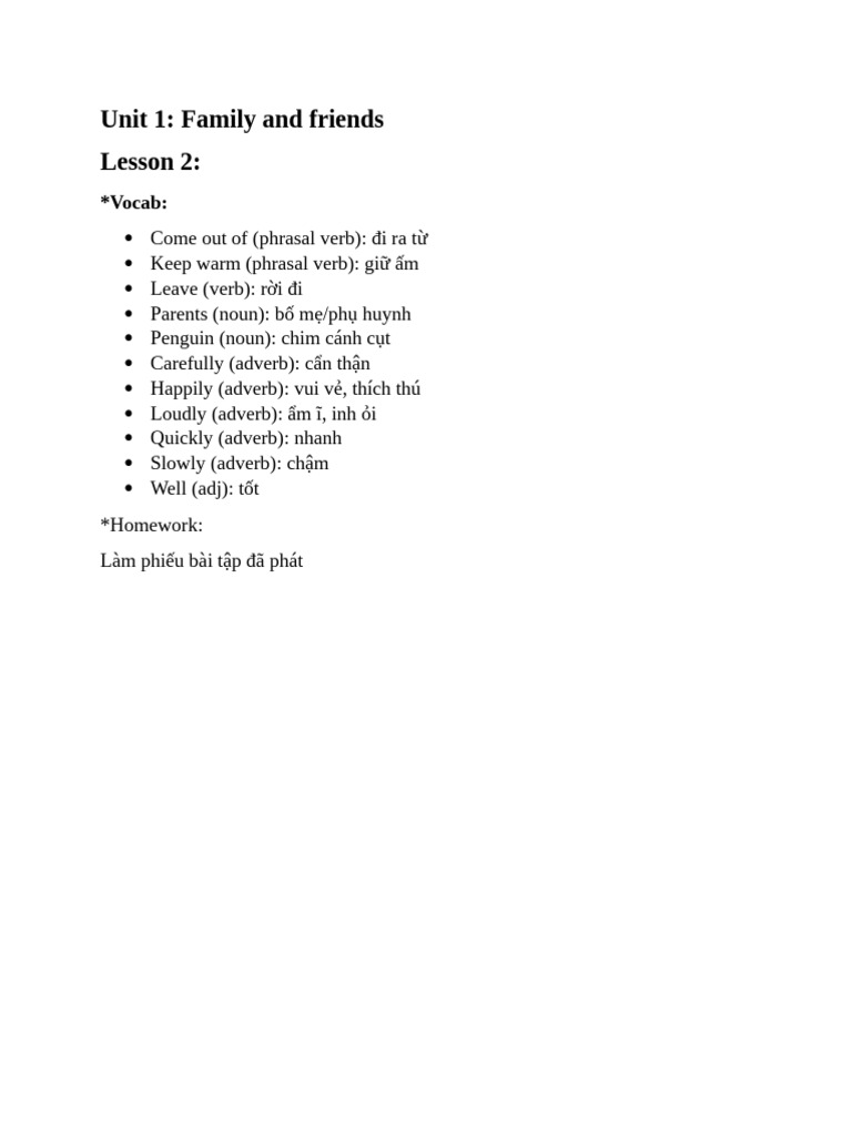 Lesson 2 Vocabs and Homework | PDF