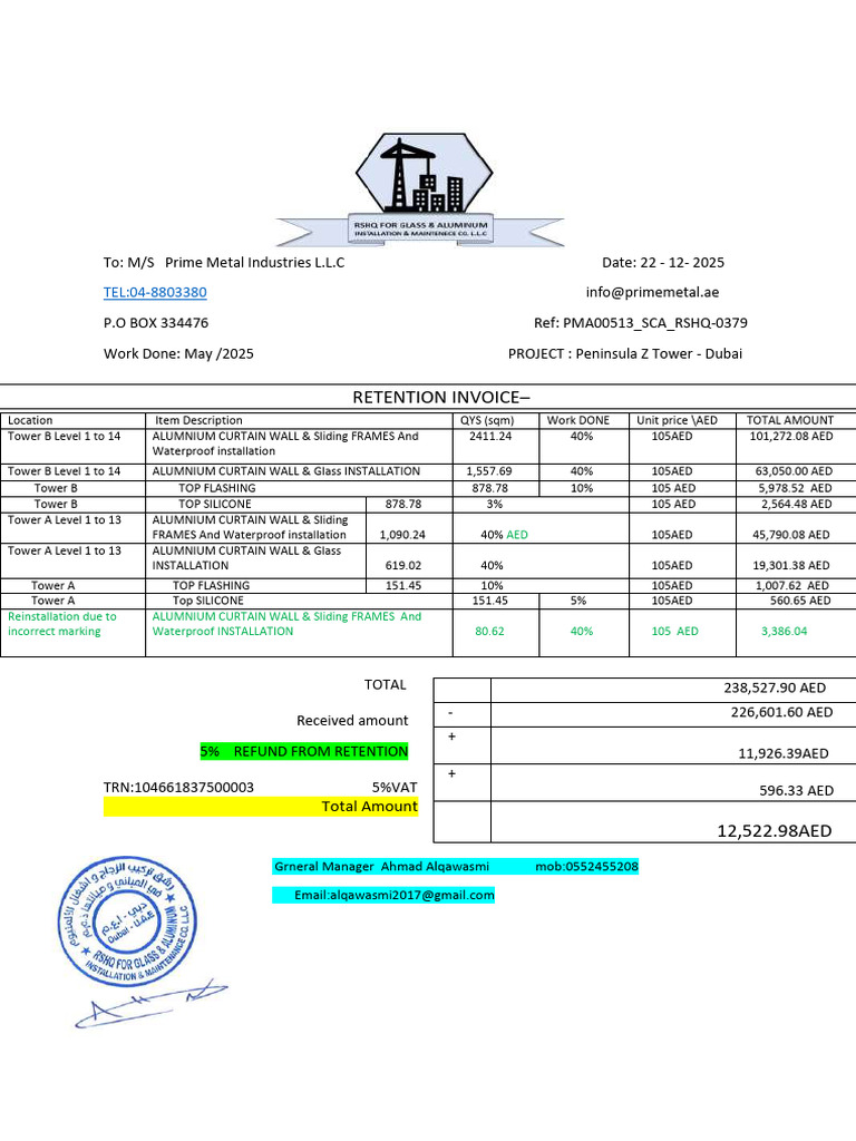Peninsula Z Tower Retention Invoice | PDF | Building Engineering ...