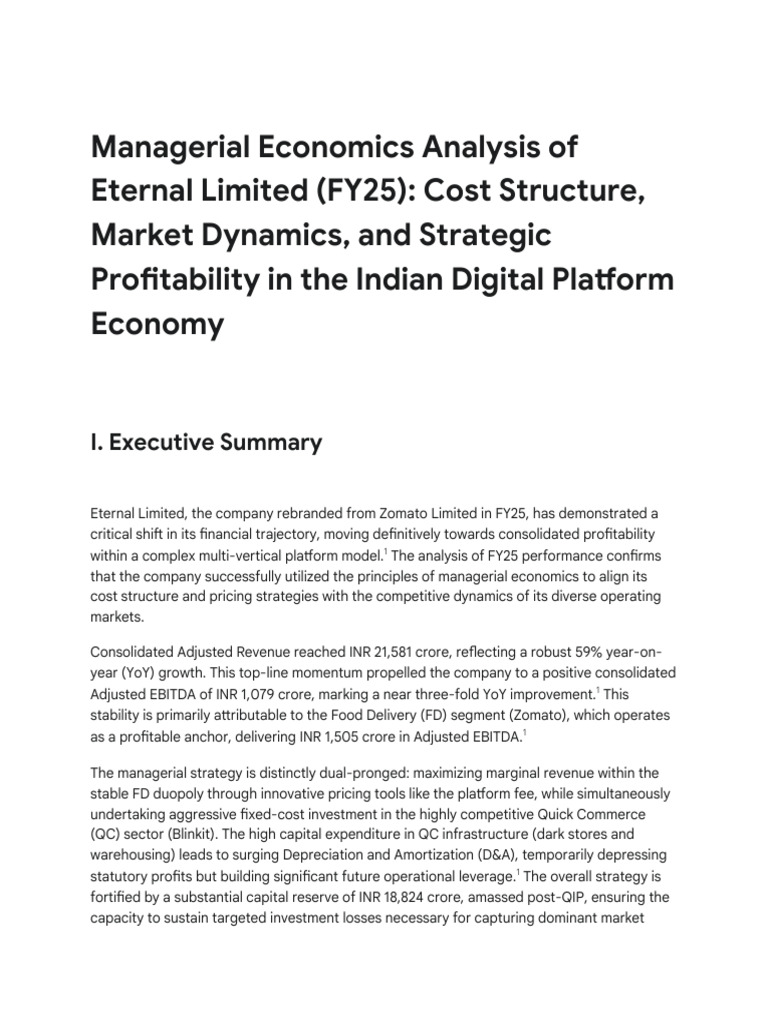 Eternal Limited FY25: Cost & Profit Analysis | PDF | Pricing | Mergers ...