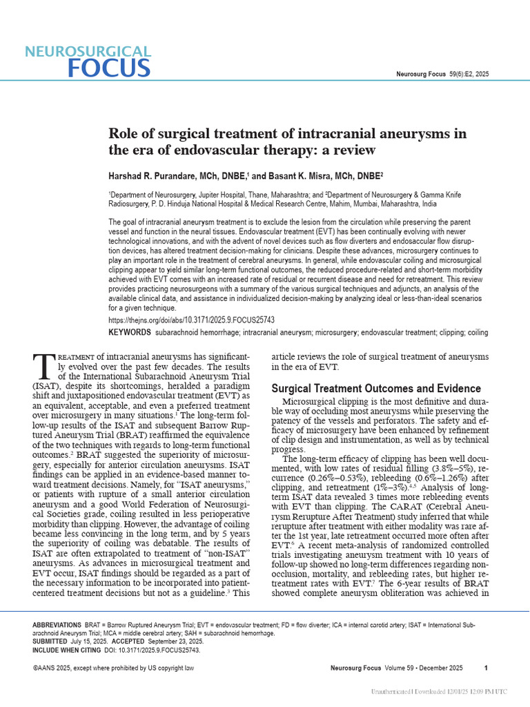 Neurosurg Focus Article PE2 | PDF | Medical Specialties | Clinical Medicine