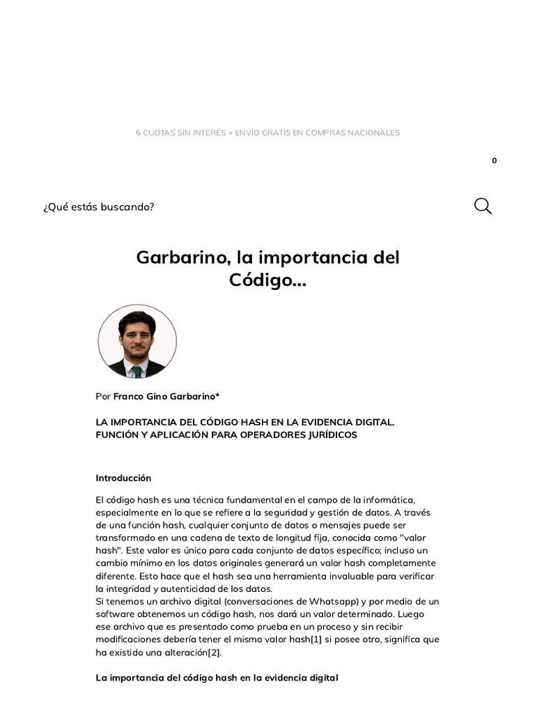 Garbarino, La Importancia Del Código Hash en La Evidencia Digitl | PDF ...