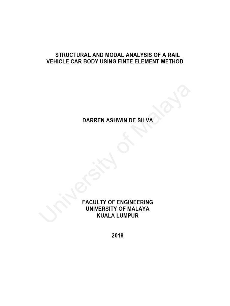 Structure and Modal Analysis of a Rail Vehicle Car Body Using Finite ...