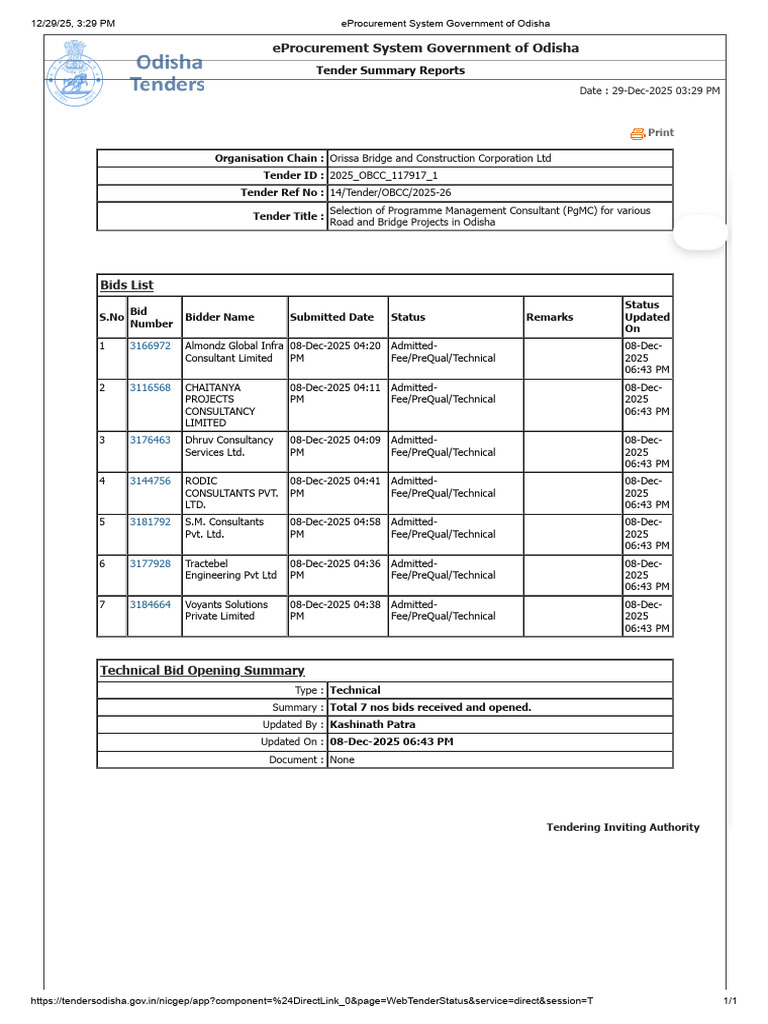 Odisha Road and Bridge Consultant Tender | PDF | Procurement