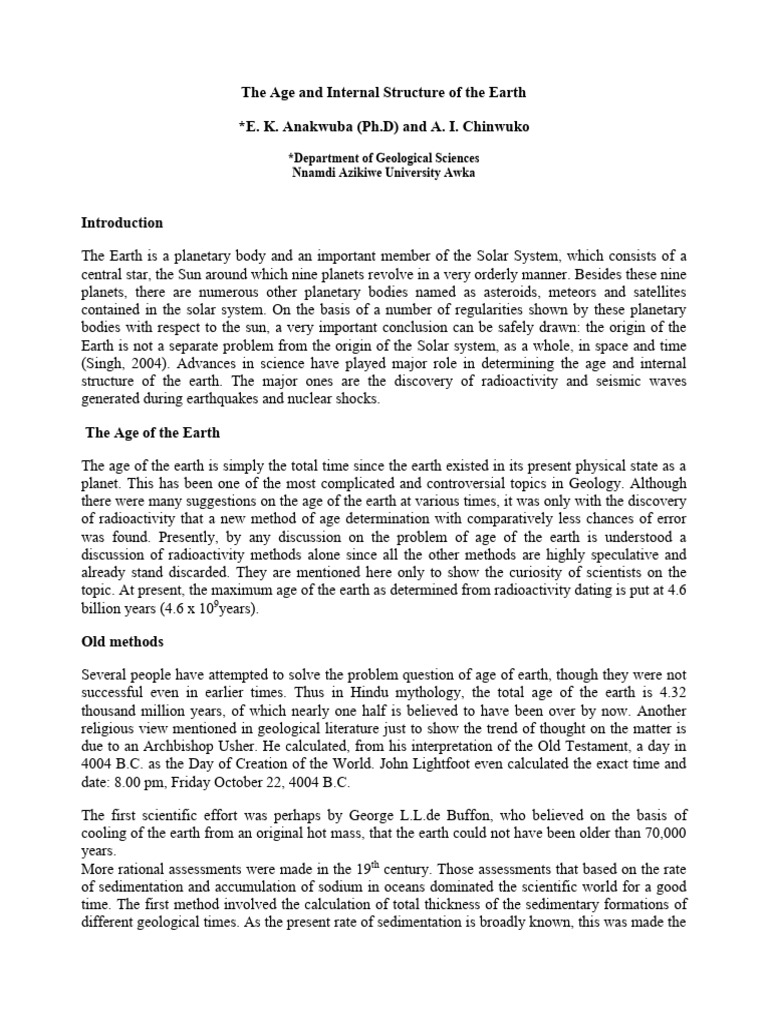 Age and the Internal Structure of the Earth | PDF | Seismology ...