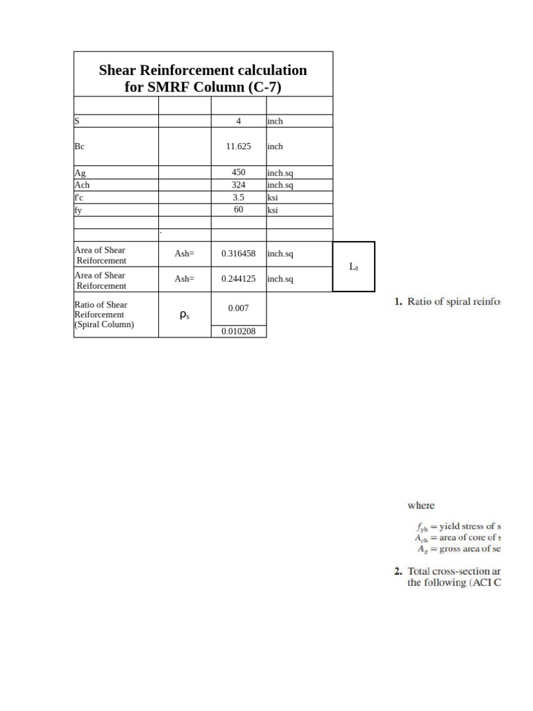 SMRF Shear Wall Steel Calculation Sheet | PDF