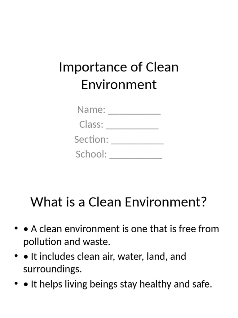 Benefits of a Clean Environment | PDF