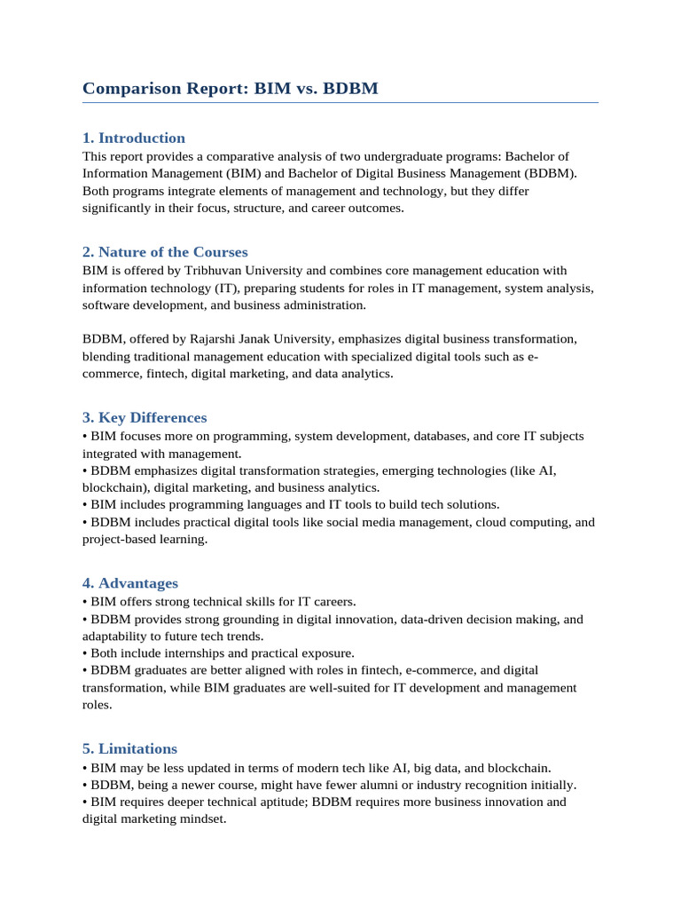 BIM vs. BDBM: Program Comparison Guide | PDF | Digital Marketing ...