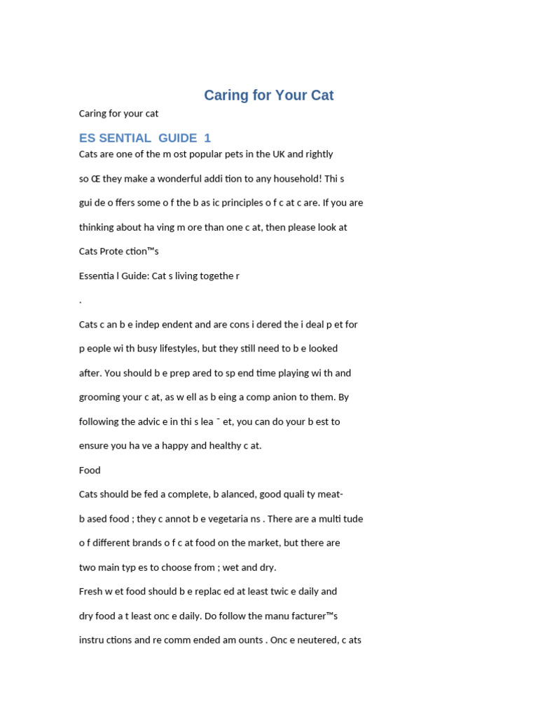 10 Caring for Your Cat Enhanced Styled | PDF | Cats | Human–Animal ...