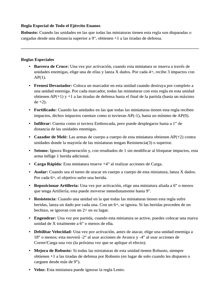 Reglas Especiales Eanos OPR | PDF | Militar | Conflictos