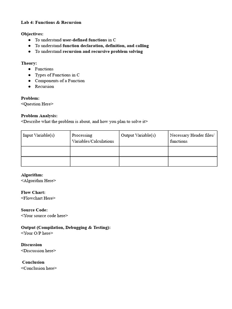 C Lab 4_ Functions & Recursion | PDF