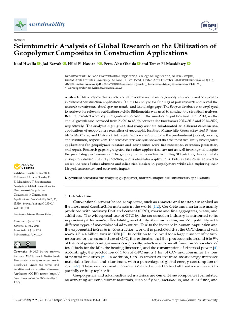sustainability-15-11340-v2 | PDF | Concrete | Cement
