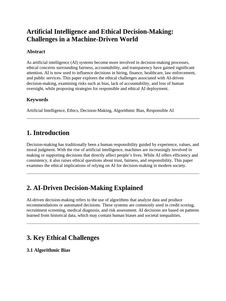 Ethical Challenges in AI Decision-Making | PDF | Artificial ...
