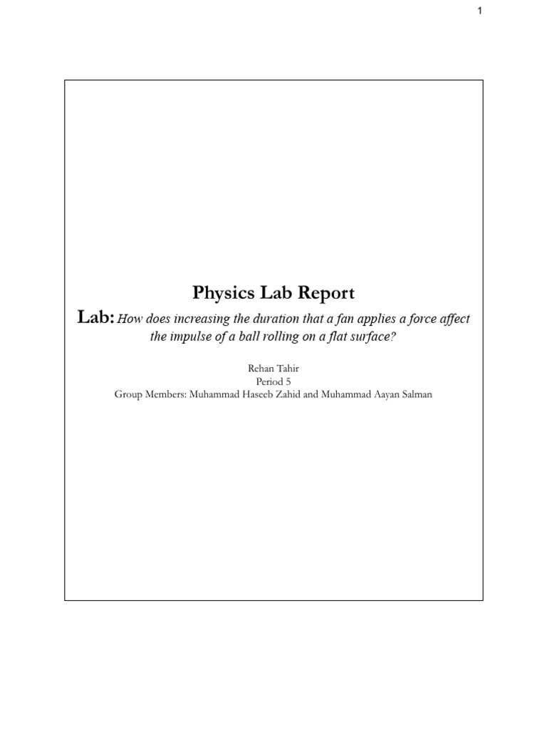 Impulse and Velocity in Physics Lab | PDF | Force | Momentum