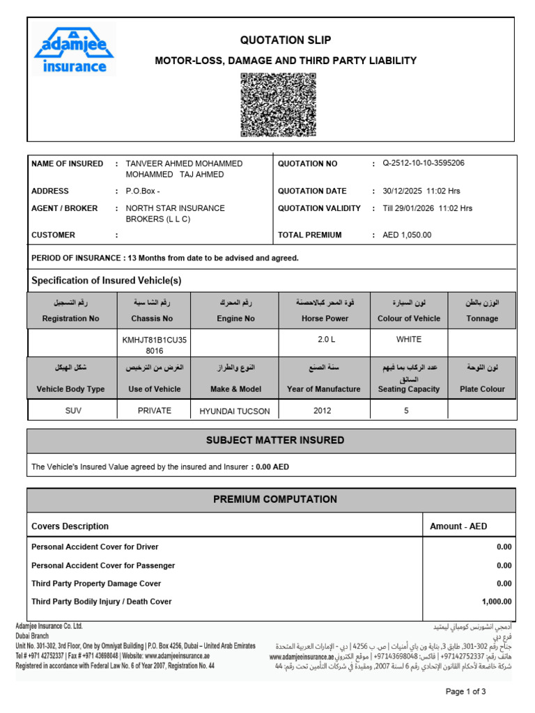 Quotation - Attachment 92094 Attachment | PDF | Insurance | Liability ...