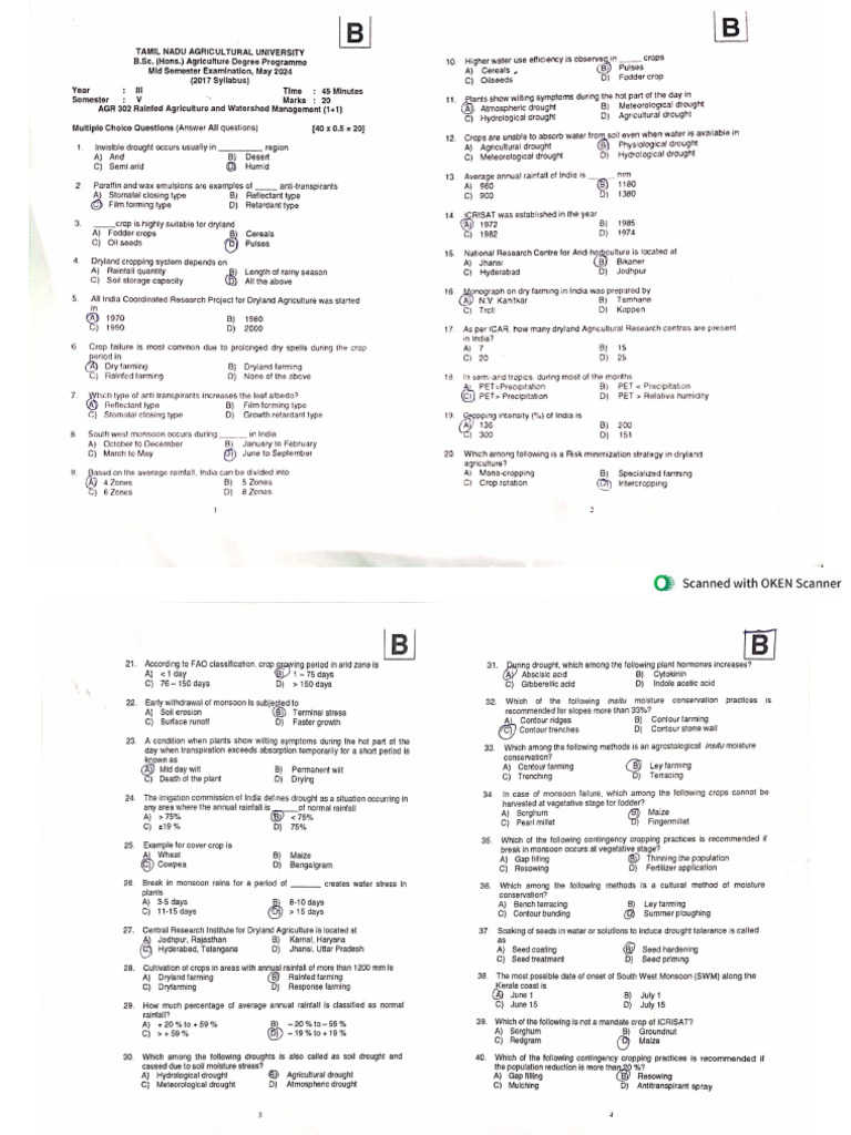 Agr 302 Midsem QP 2021 | PDF