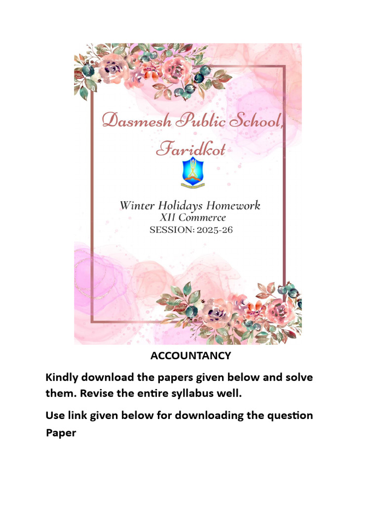 Xii Winter Vacations Homework | PDF