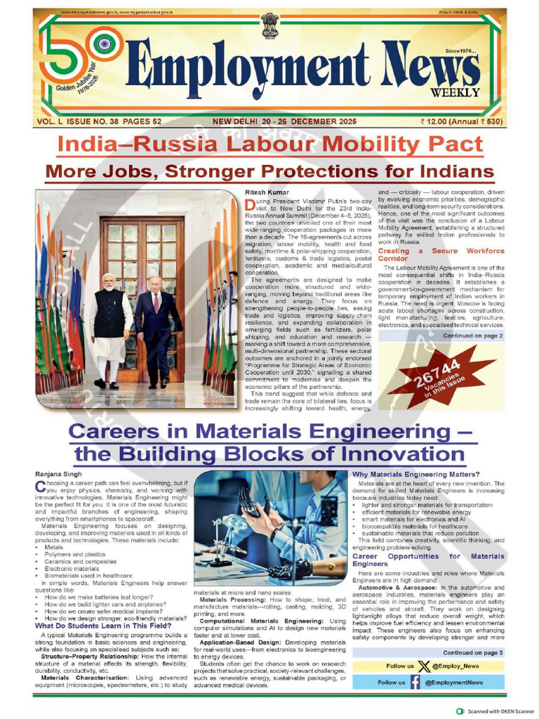 Employment News 20 26 Dec 25 | PDF