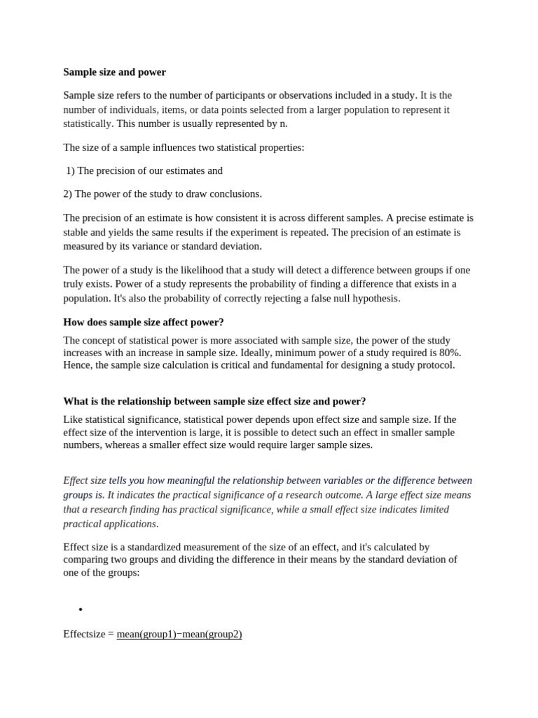 Riphah Biostats Sample Size and Power Lec 5 | PDF | Statistics | Type I ...