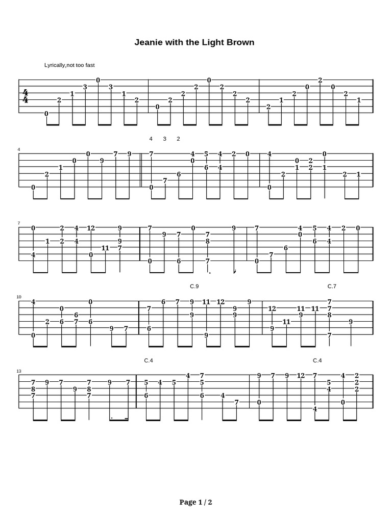 Solo Guitar - Jeanie With the Light Brown | PDF