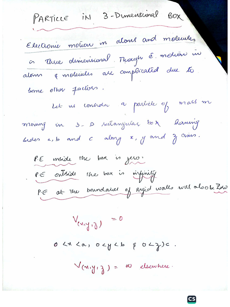 Particle in 3d Box & Degeneracy | PDF