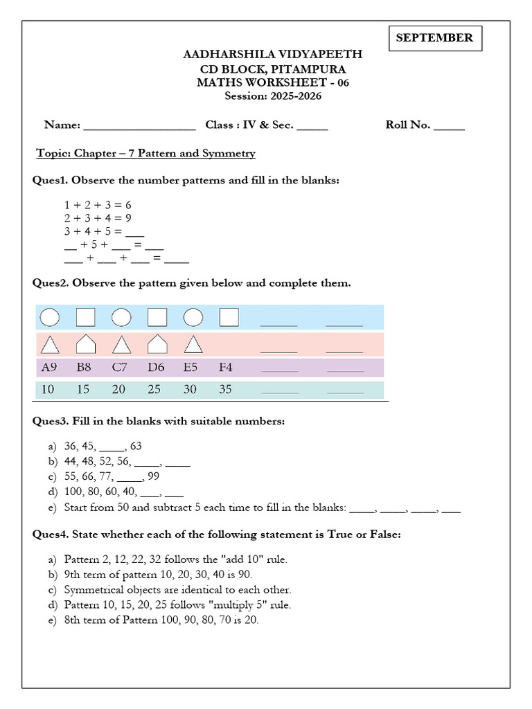 Maths Worksheet - IV | PDF