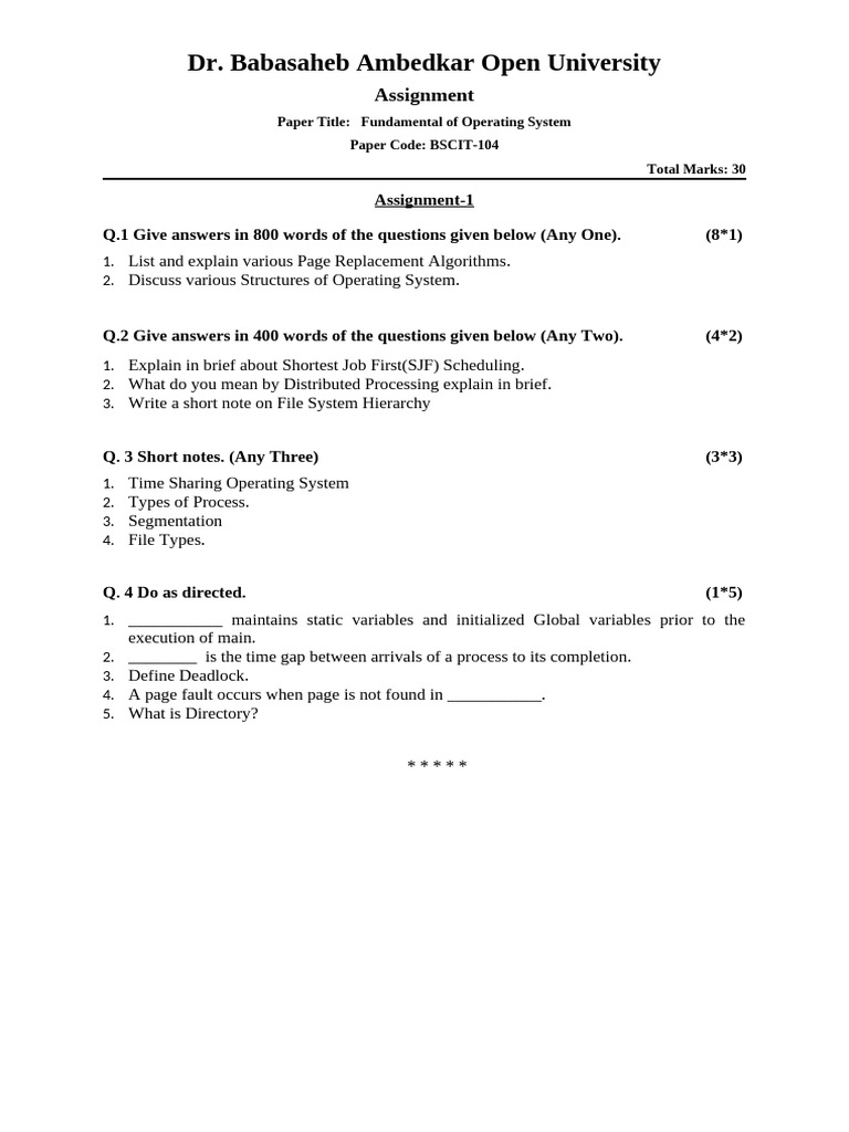 Operating System Assignment Overview | PDF