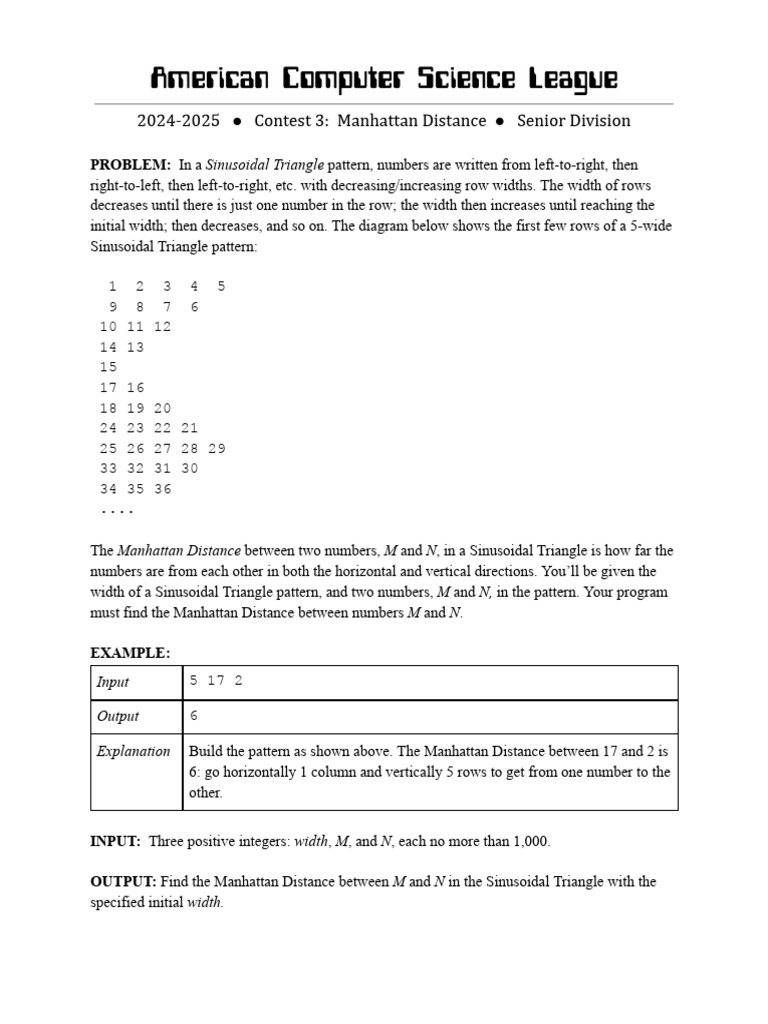 C 3 Manhattan Distance SR | PDF