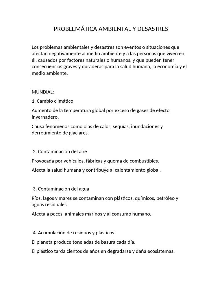 PROBLEMÁTICA AMBIENTAL Y DESASTRES DE CCSS | PDF | Deforestación ...