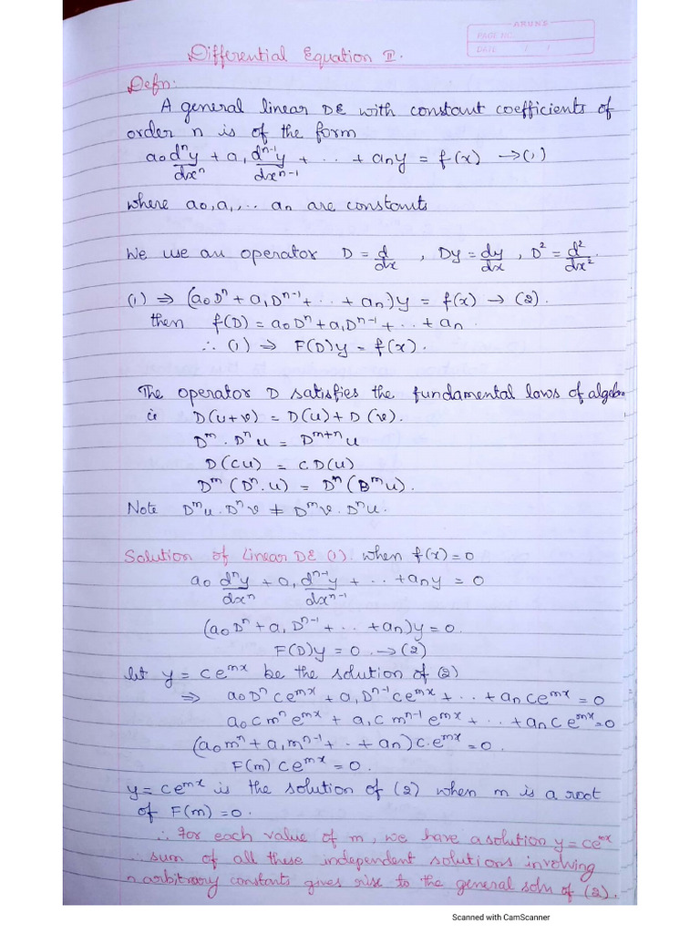 Differential Equations Notes | PDF