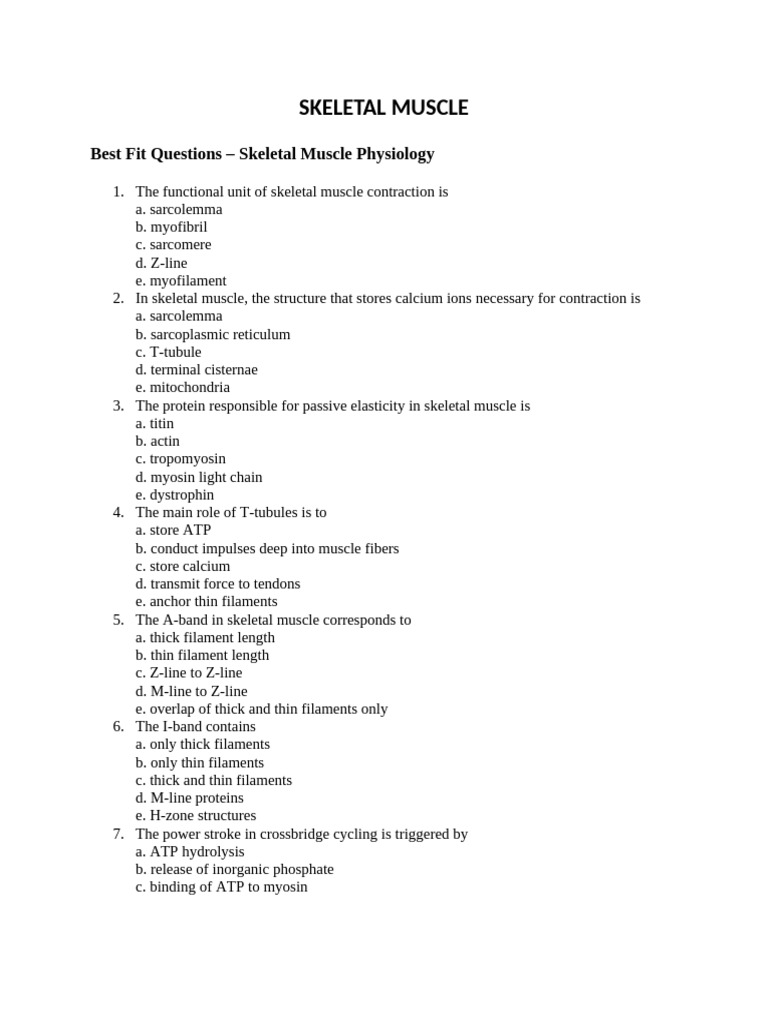 SKELETAL MUSCLE QnA | PDF | Muscle Contraction | Skeletal Muscle