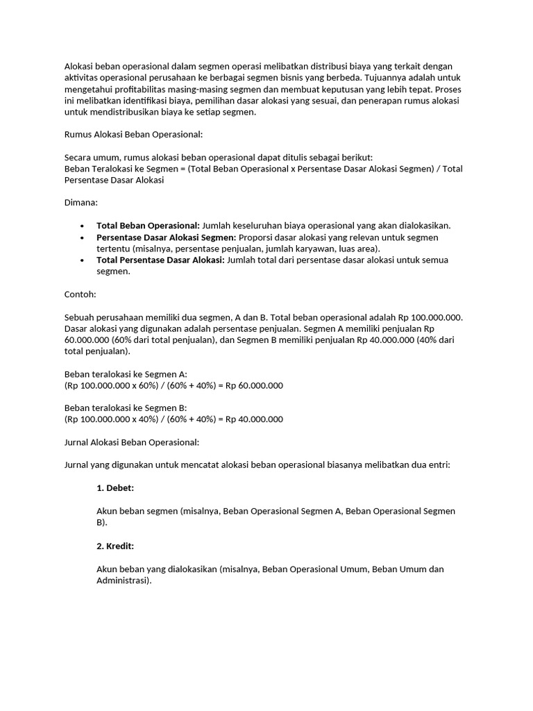 Alokasi Beban Operasional | PDF