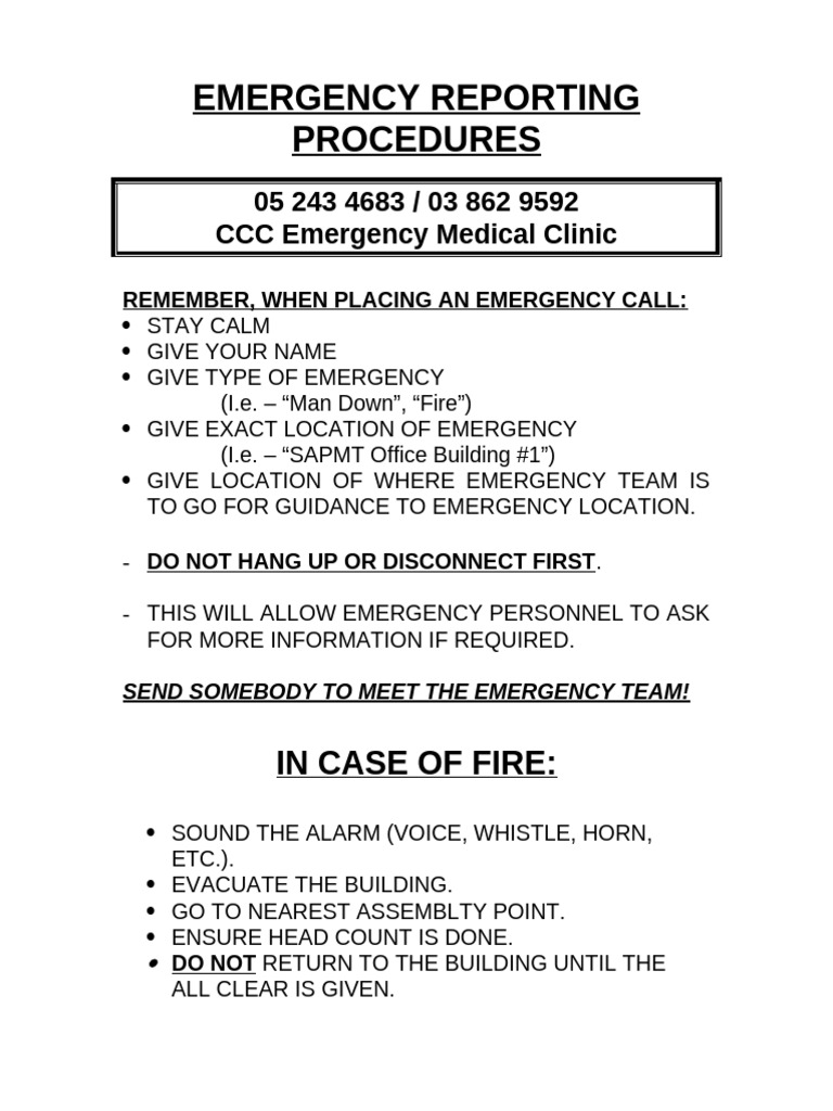Emergency Reporting Procedures Guide | PDF