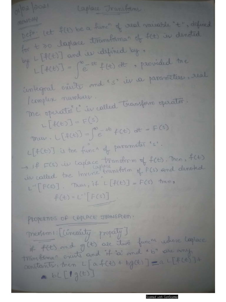 Laplace Transform Complete Notes | PDF