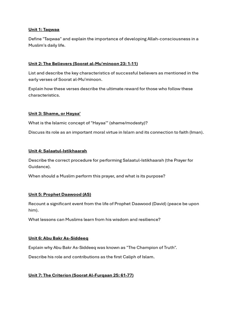 Grade 9 Islam Paper | PDF | Muhammad | Abrahamic Religions