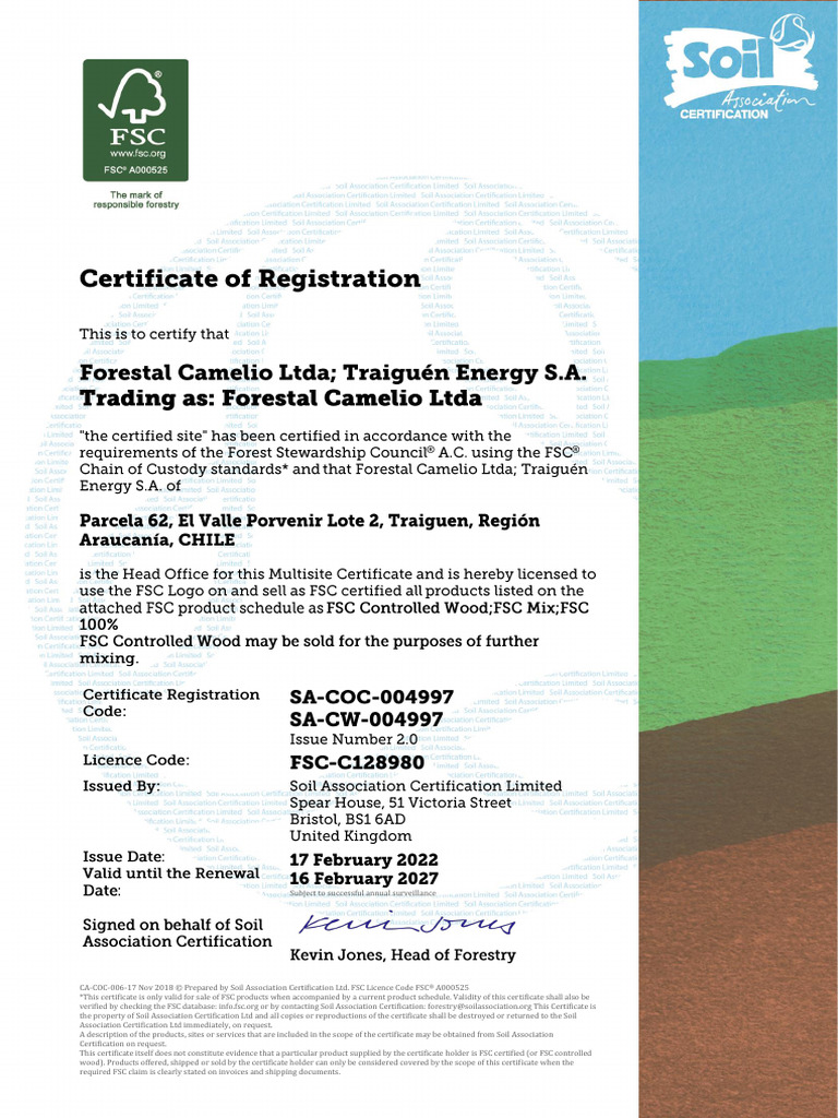 FSC Certification for Forestal Camelio Ltda | PDF