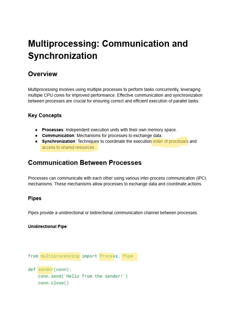 Multiprocessing - Communication and Synchronization | PDF | Software ...