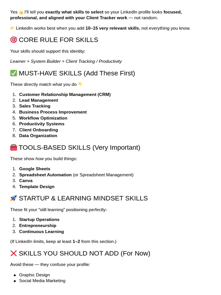 Essential LinkedIn Skills for Client Tracking | PDF