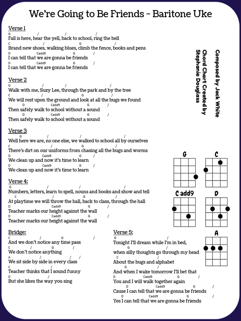 Baritone Ukulele Chords For Were Going To Be Friends Pdf