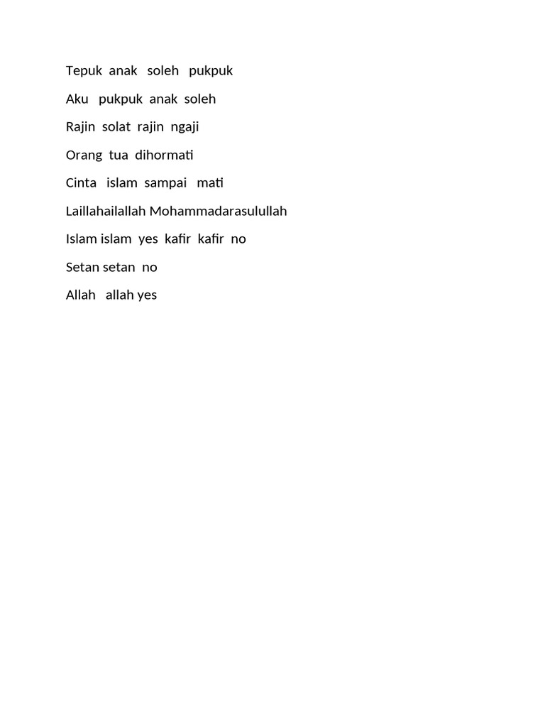 Tepuk Anak Soleh Pukpuk | PDF