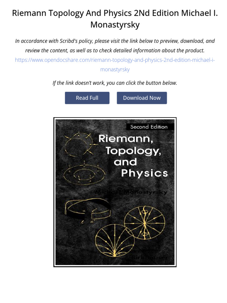 Riemann Topology and Physics 2nd Edition Michael I. Monastyrsky newest ...