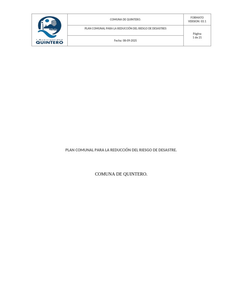 Examen Daniel Torres Plan RRD Quintero. | PDF | Tsunami | Temblores