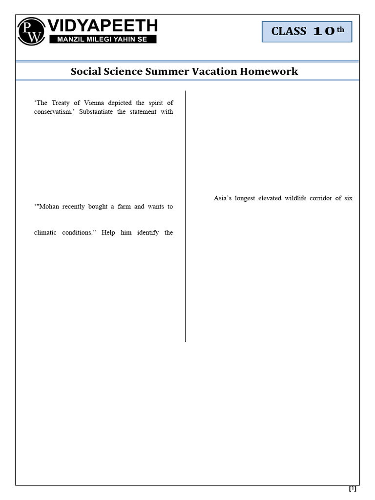 Summer Vacation - SST Home Assignment | PDF | Natural Environment ...