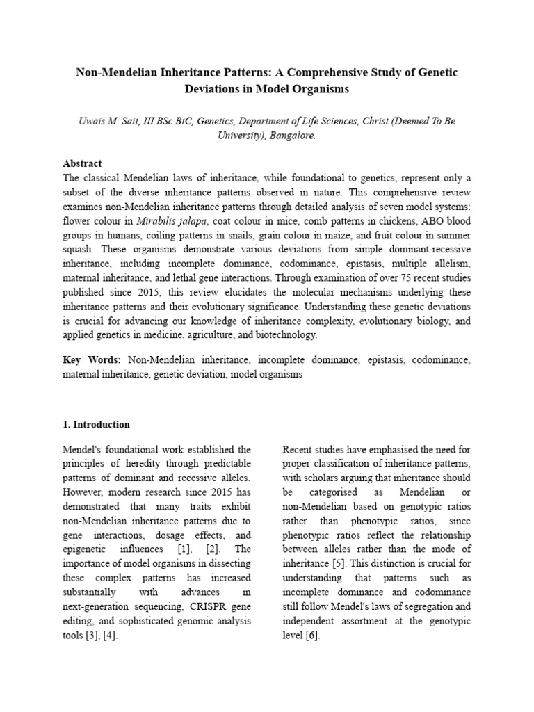 Non-Mendelian Inheritance Patterns | PDF | Dominance (Genetics) | Heredity