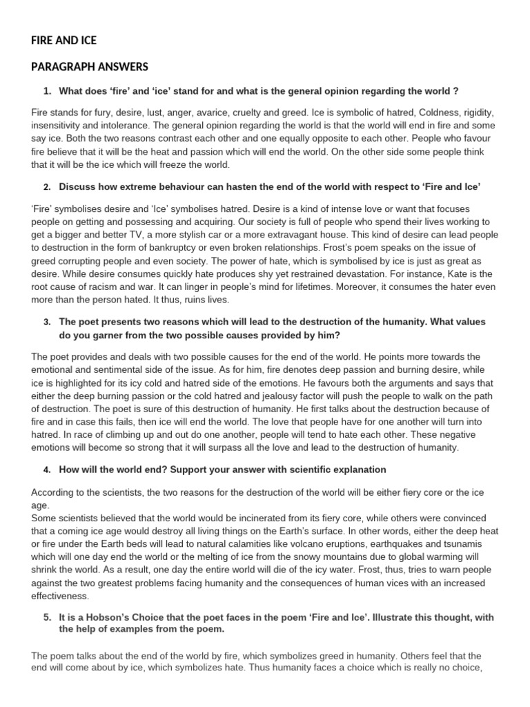 Paragraph Question and Answers | PDF | Hatred | Greed