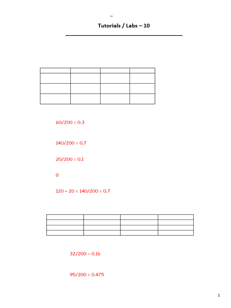 Tutorial 1 Introduction to Probability Solutions | PDF