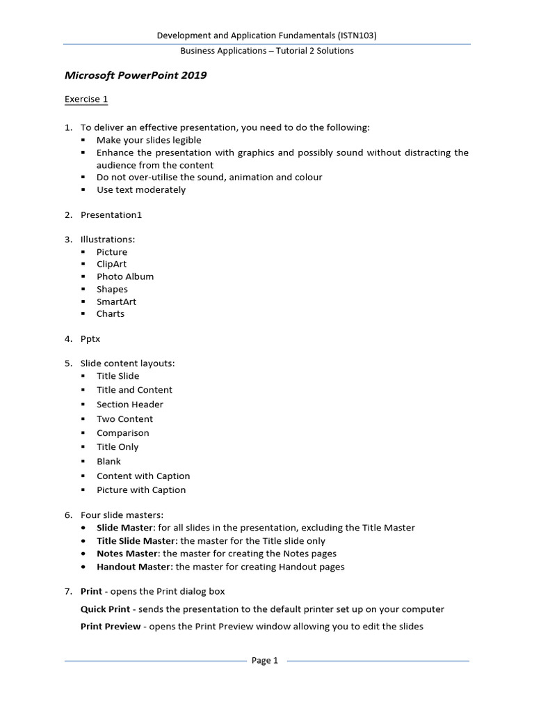 BusApps Tutorial 2 Solutions | PDF | Microsoft Power Point | Computing