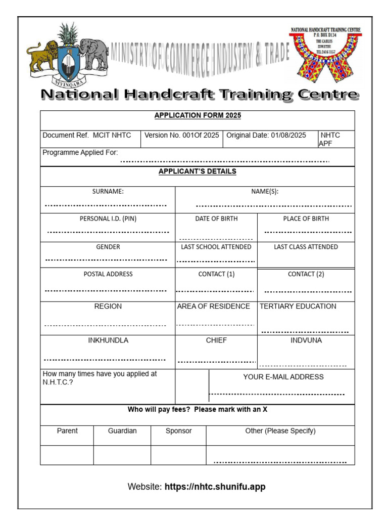 NHTC 2025 Application Form | PDF | Identity Document