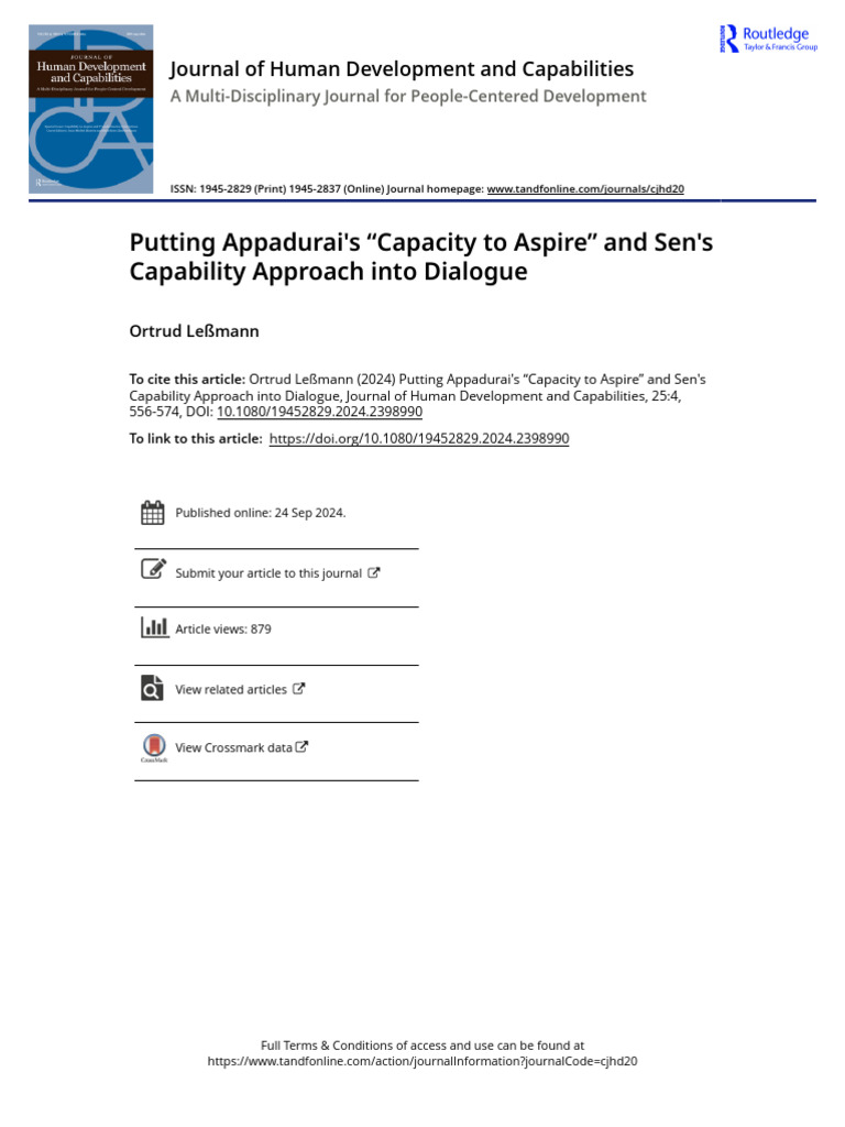 Putting Appadurai's _Capacity t - Ortrud Lessmann | PDF | Well Being ...