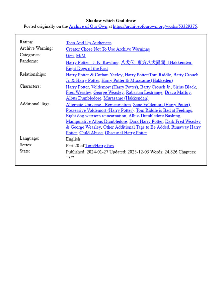 Shadow_which_God_draw | PDF | Harry Potter