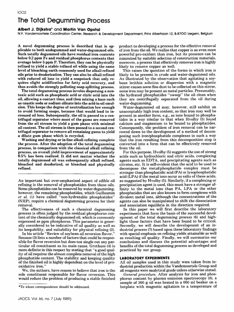 The Total Degumming Process | PDF | Acid | Iron